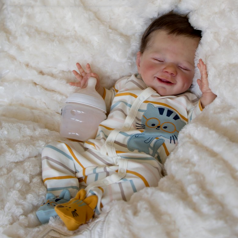 22-inch Reborn Doll Kit Sleeping April Smiley Face DIY Doll Parts ...